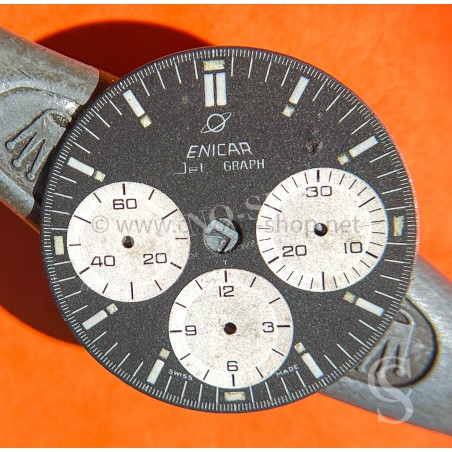 ENICAR Rare Original watch dial black and white 60's chronograph sherpa ...